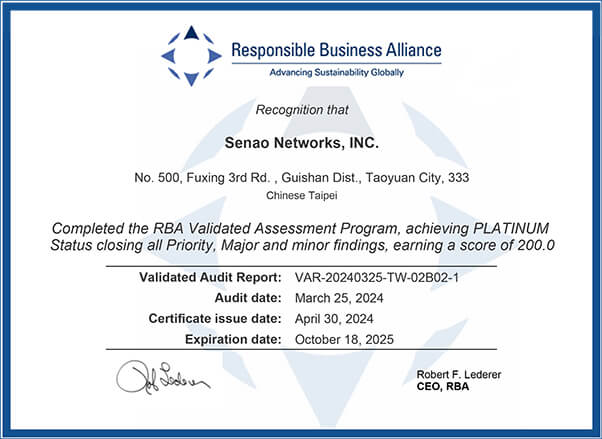 ESG永續發展-永續管理-RBA責任商業聯盟 Management and Social Contribution | Senao Networks